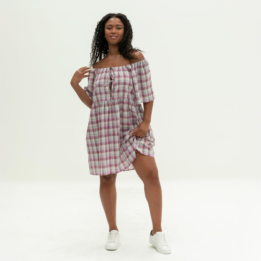 The Breeze Dress | Magenta Check – Patience Made